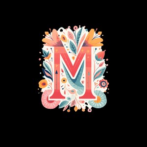 Floral Pastel Letter M Clipart, Letter Clipart, Pastel Clipart - Etsy