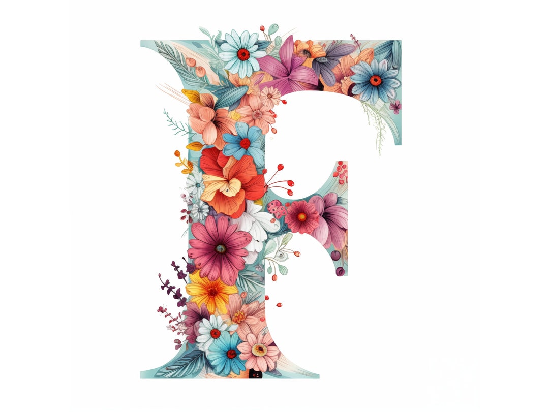 Letter F, Flowers, Beautiful Alphabet F, Alphabet, PDF, Digital Letters ...