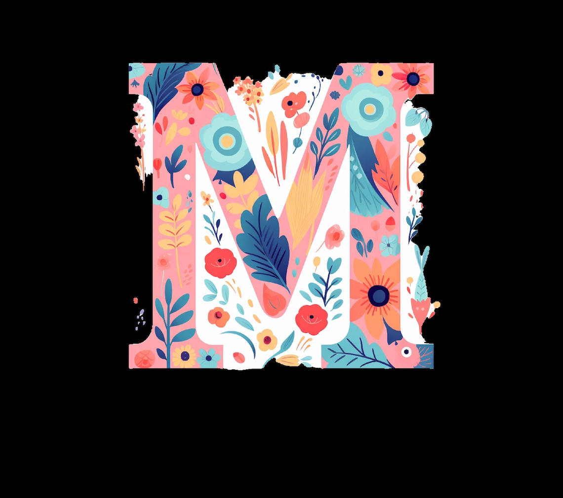 Floral Pastel Letter M Clipart, Letter Clipart, Pastel Clipart - Etsy