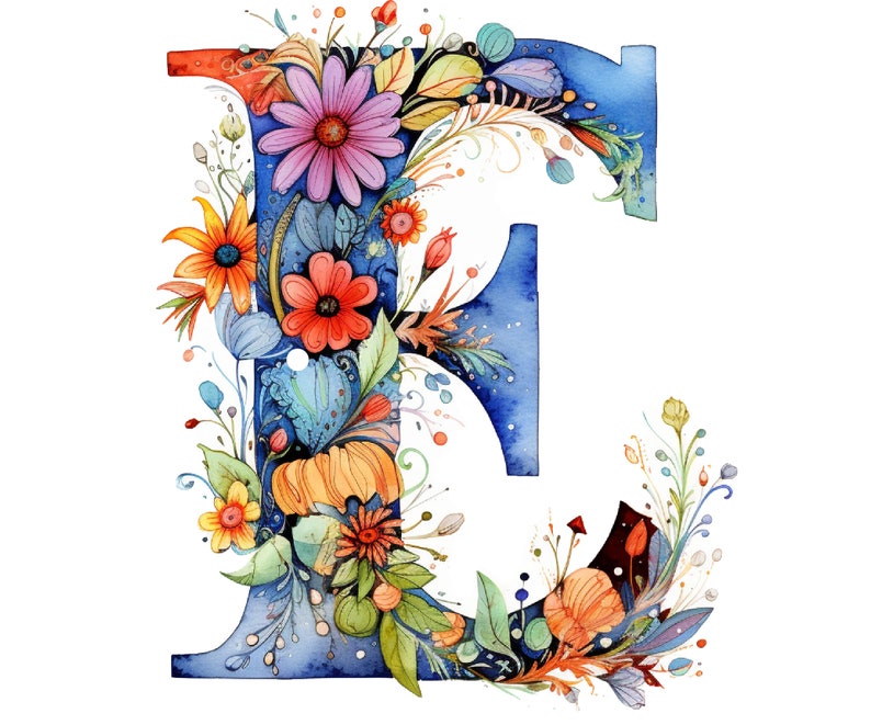 Letter E, Flowers, Beautiful Alphabet E, Alphabet, PDF, Digital Letters ...