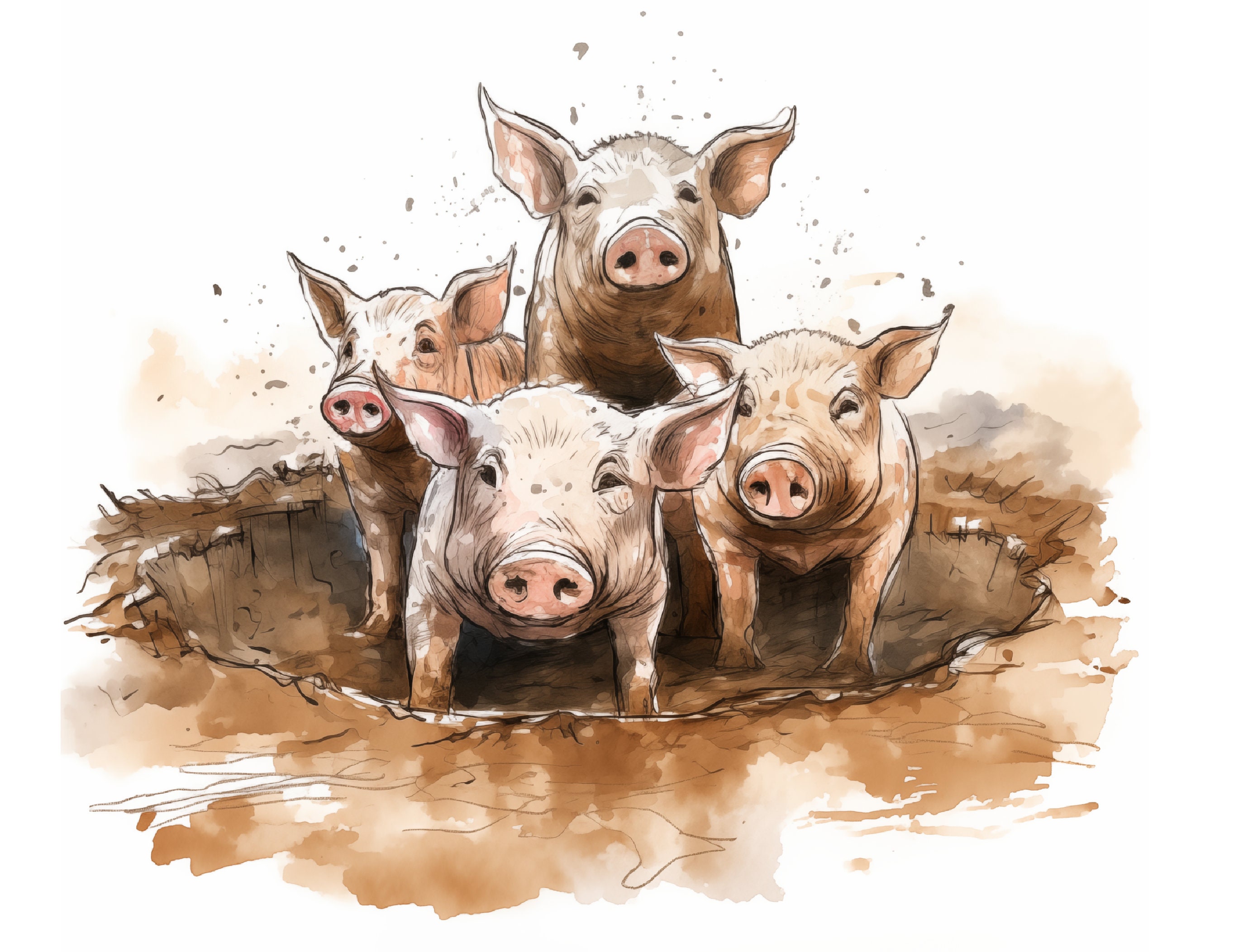 Pigs, Pig Clipart, Pig Lovers, Family of Pigs, Farmer, Pig Family, PNG ...