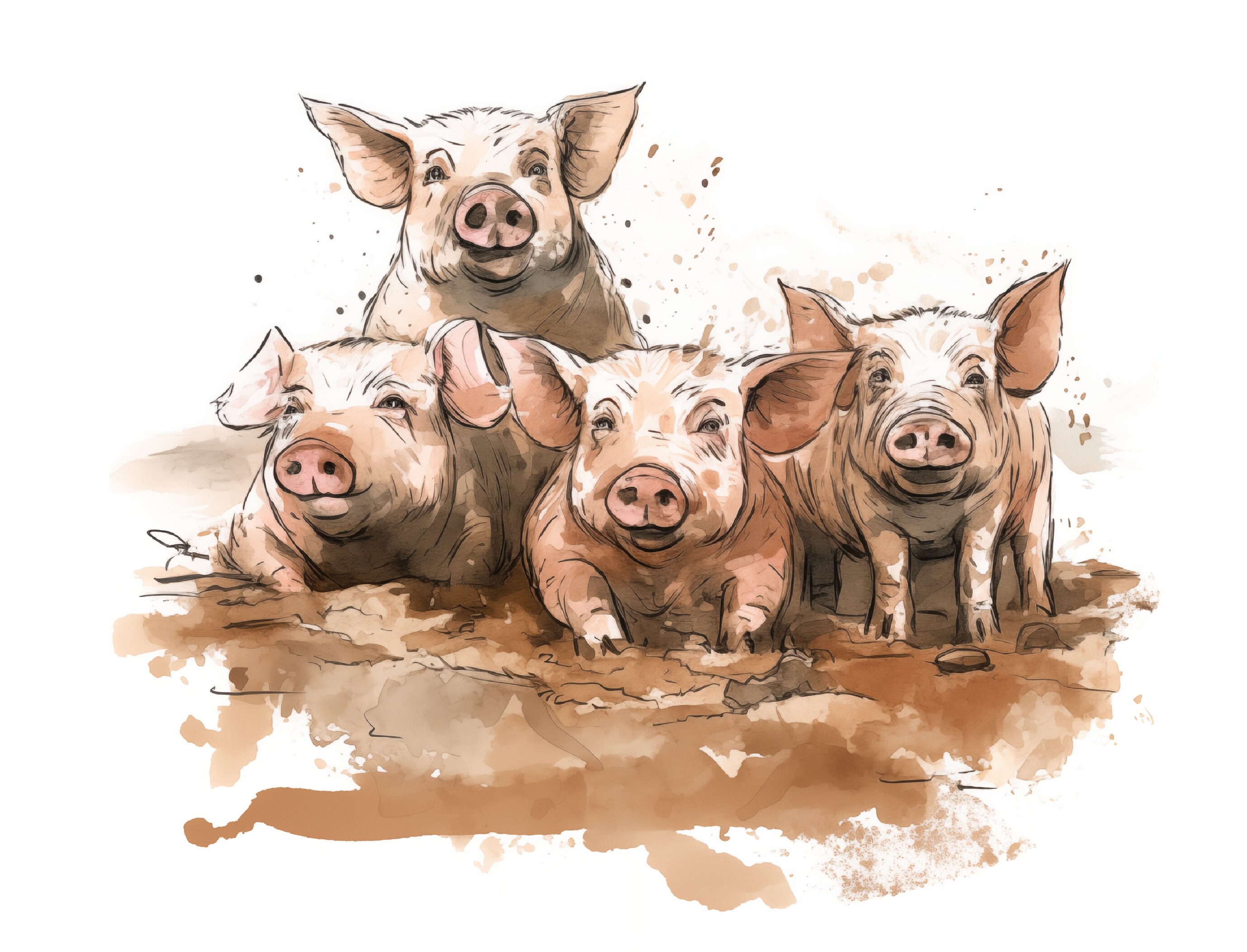 Pigs, Pig Clipart, Pig Lovers, Family of Pigs, Farmer, Pig Family, PNG ...