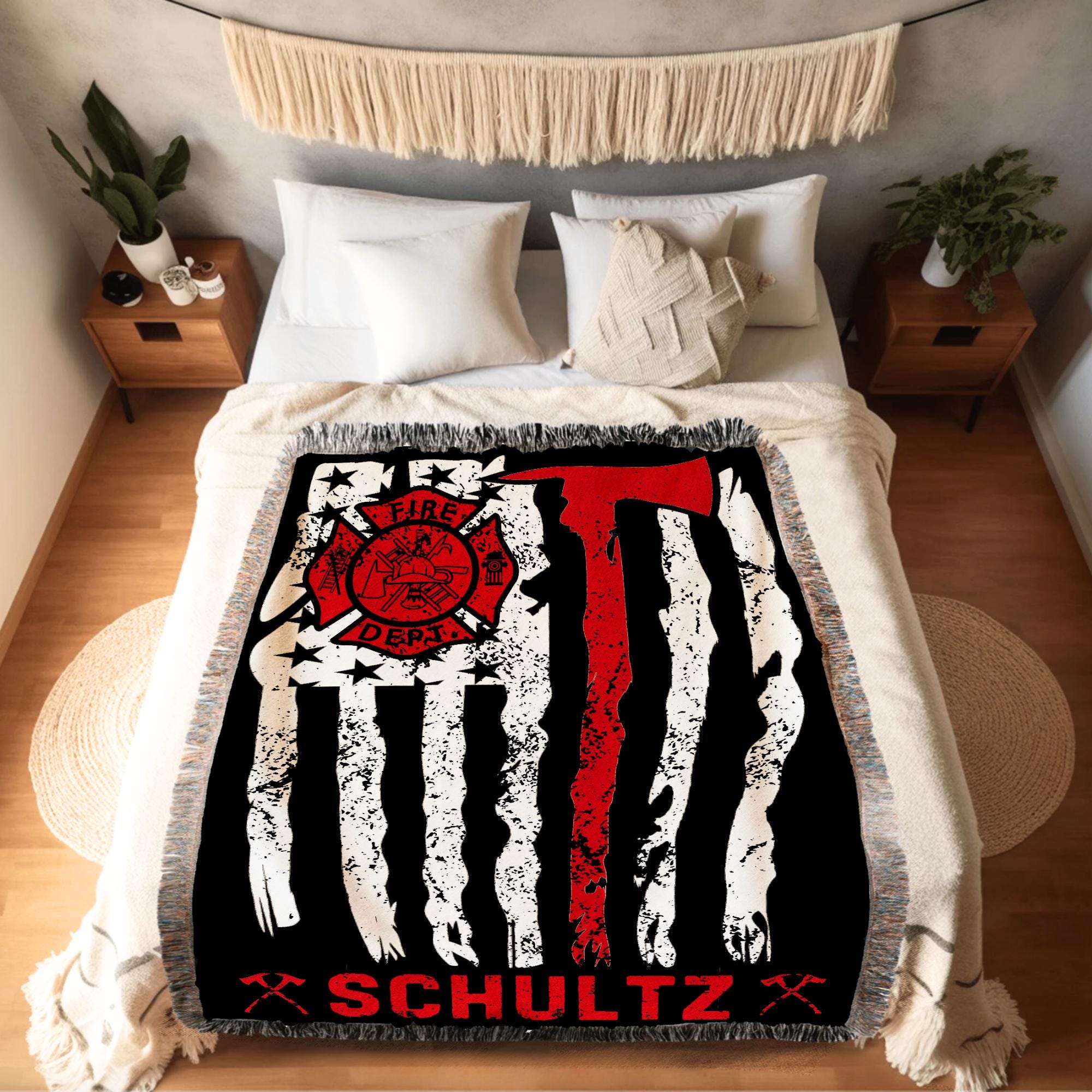 Custom Firefighter Last Name Blanket Personalized Gift for Firefighter ...