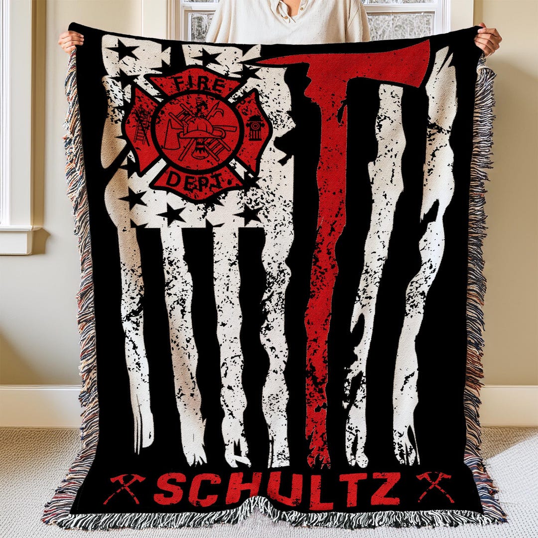 Custom Firefighter Last Name Blanket Personalized Gift for Firefighter ...