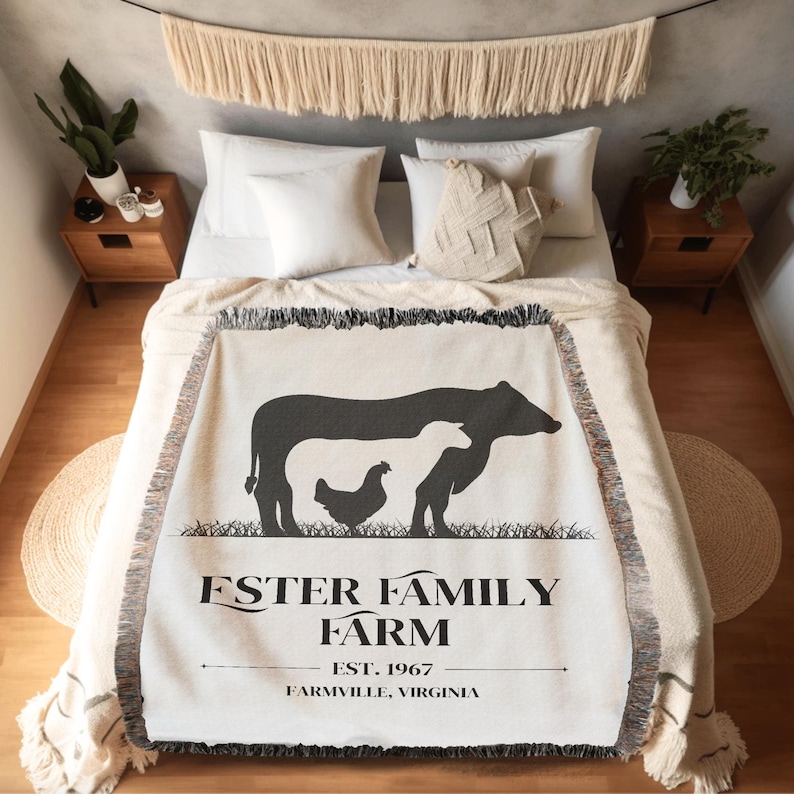 Custom Farming Logo Blanket Personalized Farm Logo Homestead Blanket ...