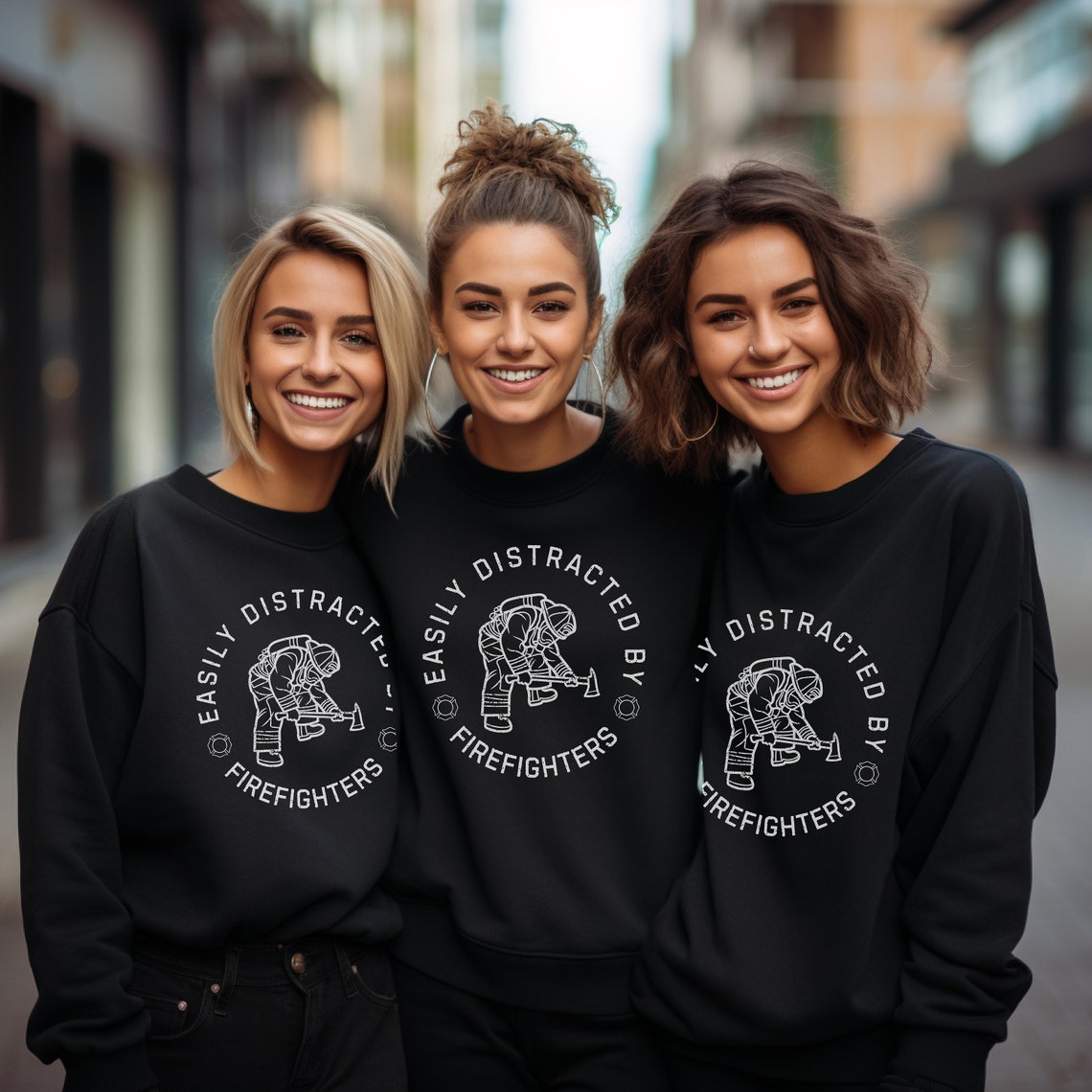 Easily Distracted by Firefighters Sweatshirt Hot Fireman Sweater I Love ...