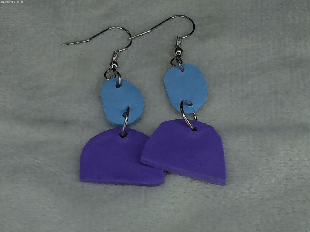 Simple Purple and Light Blue Clay Earrings - Etsy