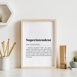 Superintendent Definition Print: Educational Leader Gift / School ...