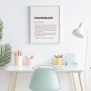 Roommate Definition Print: Minimalist Dorm Wall Decor / Gift for ...