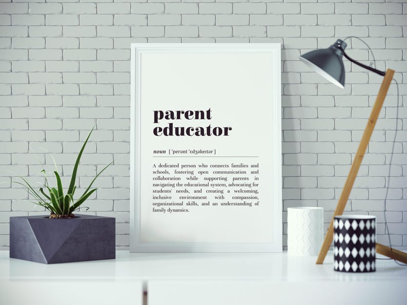 Parent Educator Definition Print: Minimalist Typography Poster (digital ...