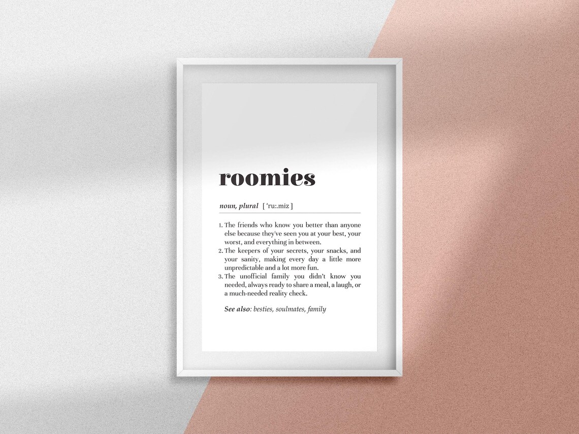 Roomies Definition Print: Dorm Room Decor Poster / College Roommate ...