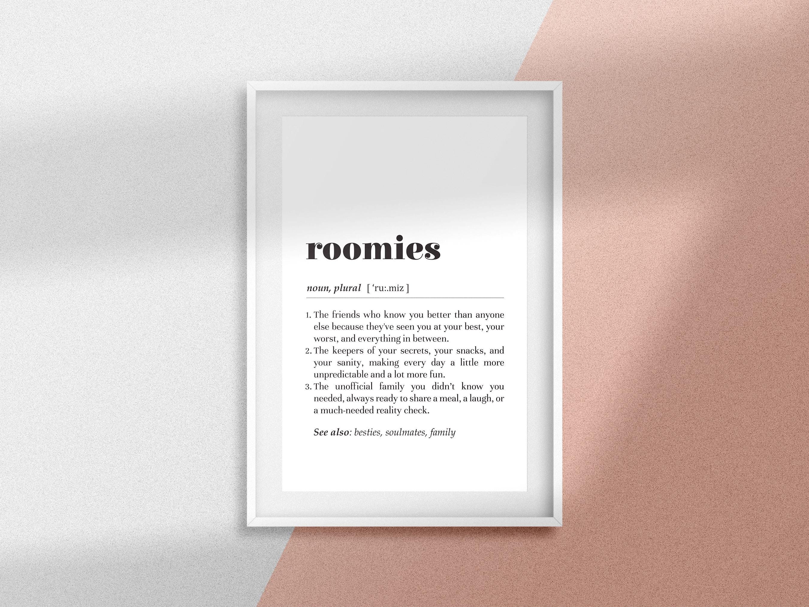 Roomies Definition Print: Dorm Room Decor Poster / College Roommate ...