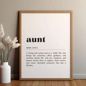 Aunt Definition Print: Minimalist Typography Poster / Heartfelt Family ...