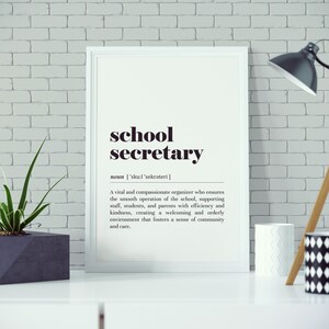 School Secretary Definition Print: Minimalist Typography Poster ...