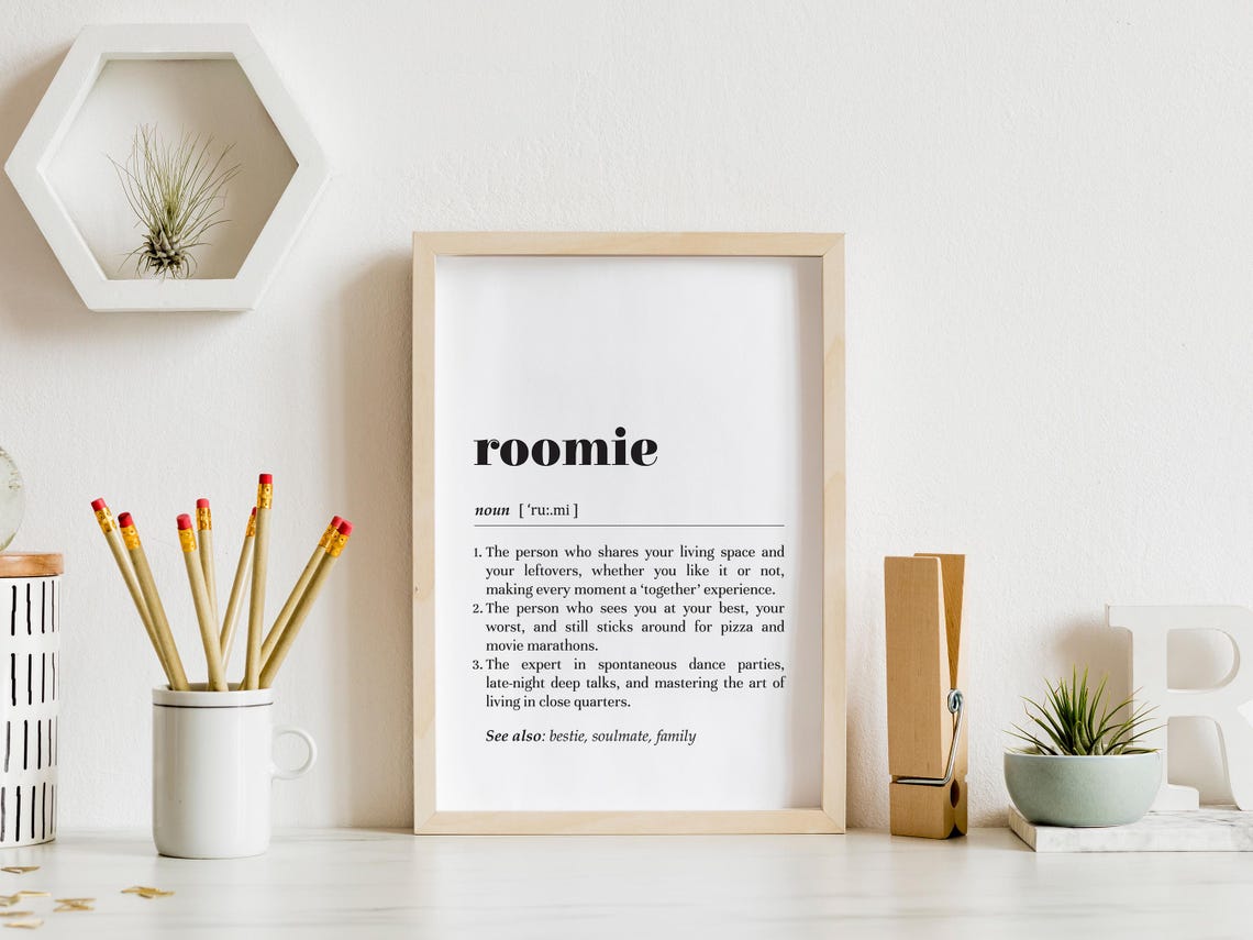 Roommate Definition Art Print: Minimalist Dorm Decor / Gift for ...