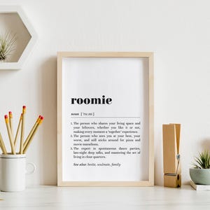 Roommate Definition Art Print: Minimalist Dorm Decor / Gift for ...