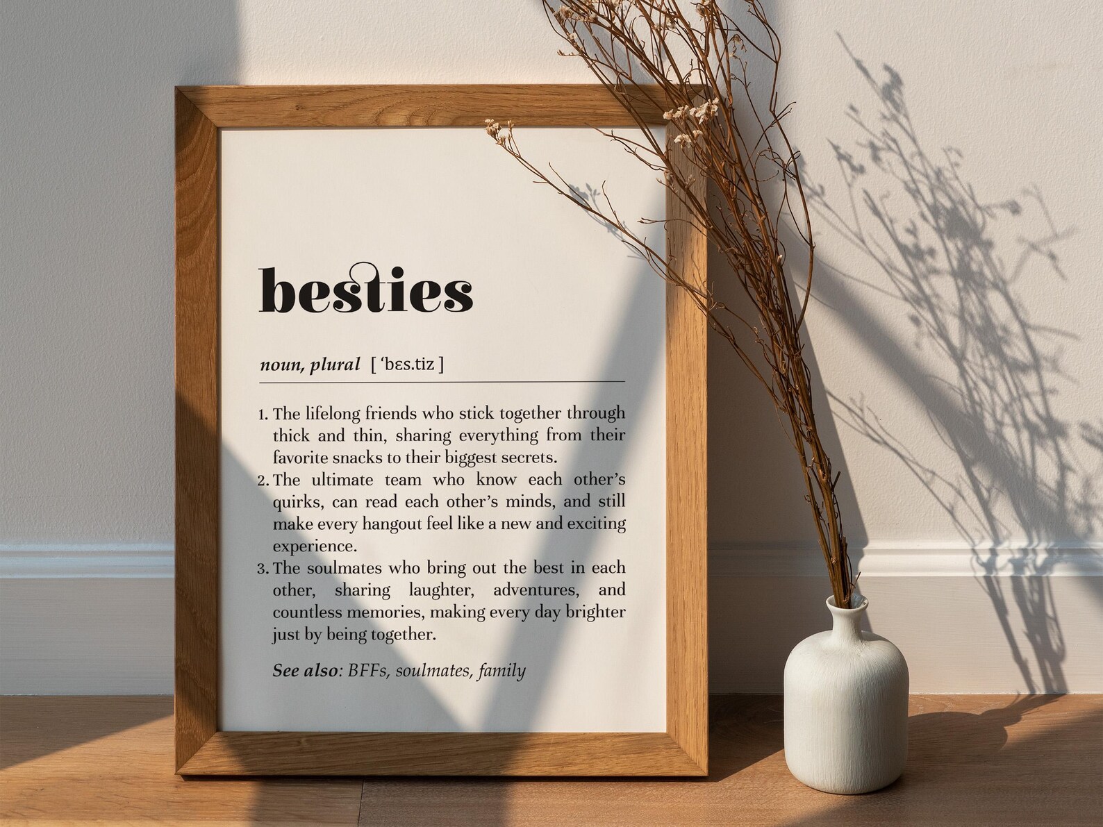 Besties Definition Poster Print: Friendship Wall Art / Gift for Friend ...