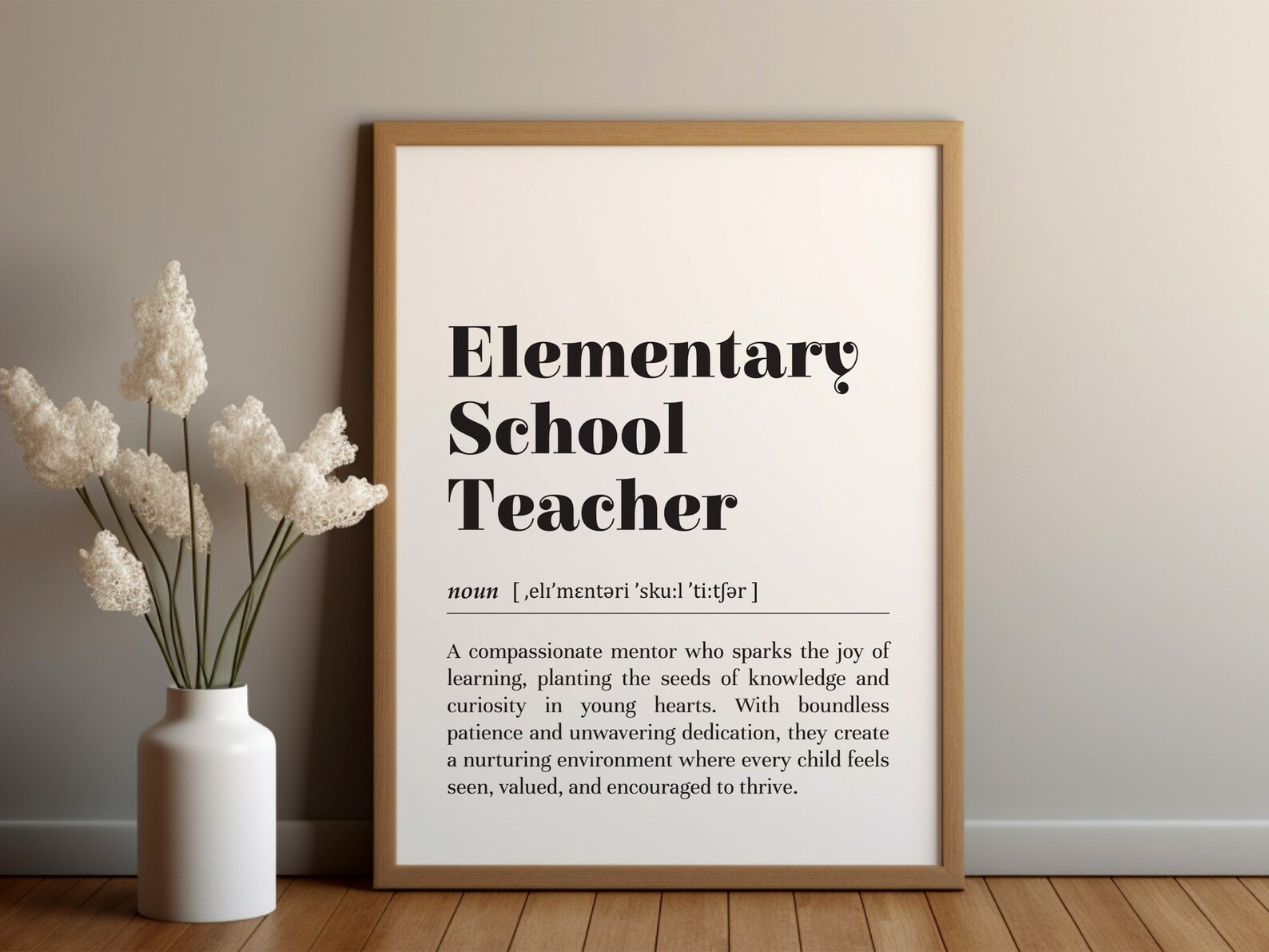 Elementary School Teacher Definition Print: Typography Classroom Decor ...