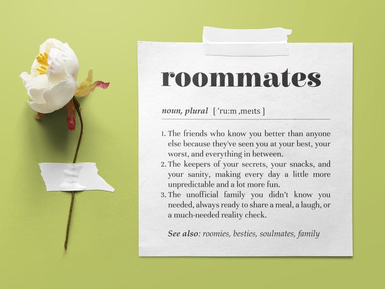Roommates Definition Poster Print/instant Download/gift for Roommate ...