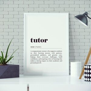 Tutor Definition Poster Print/instant Download/gift for Teacher/tutor ...