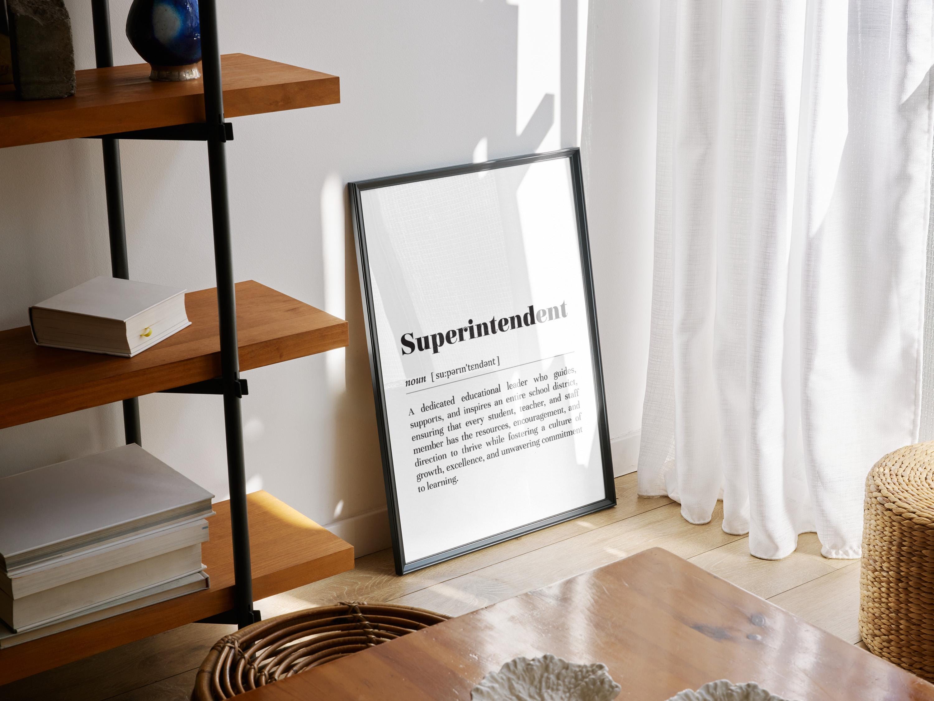 Superintendent Definition Print: Educational Leader Gift / School ...