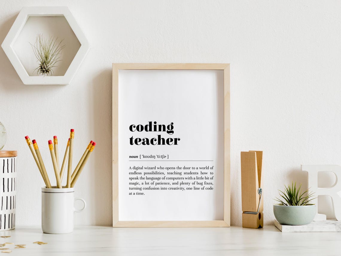 Coding Teacher Definition Print: Minimalist School Classroom Decor ...