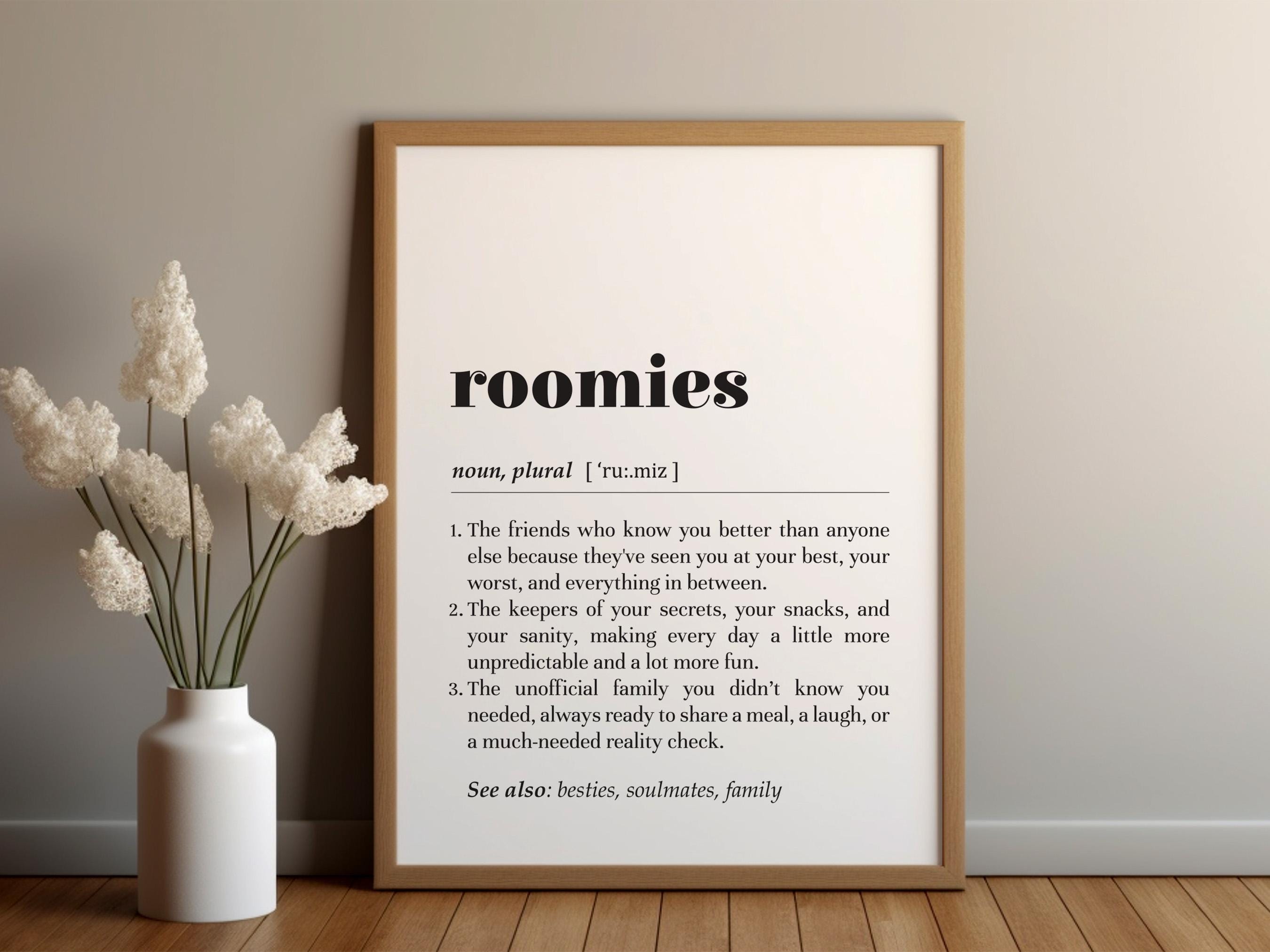 Roomies Definition Print: Dorm Room Decor Poster / College Roommate ...