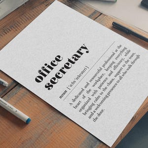 Office Secretary Definition Poster Print/instant Download/office ...