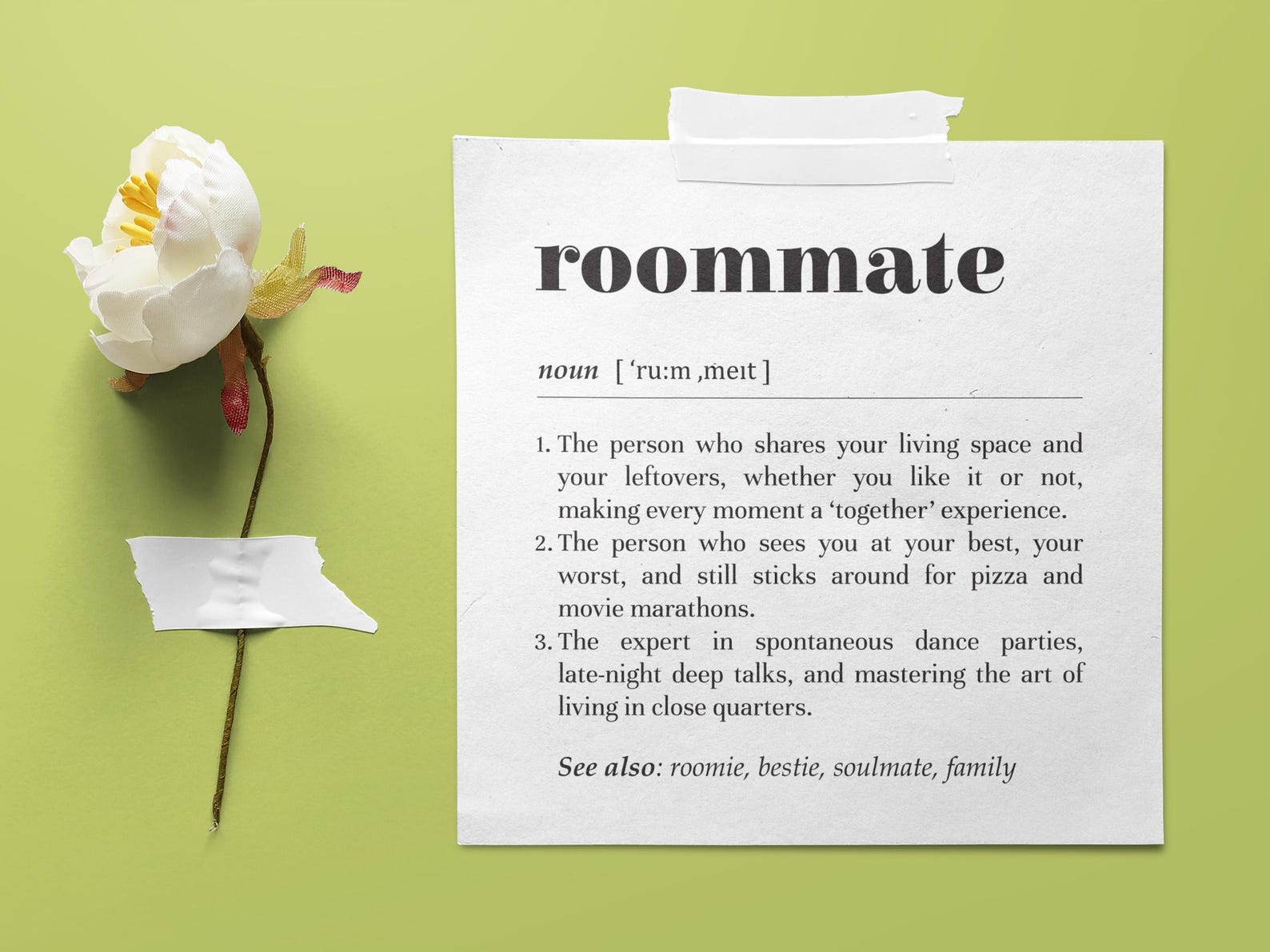 Roommate Definition Print: Minimalist Dorm Wall Art (digital Download ...