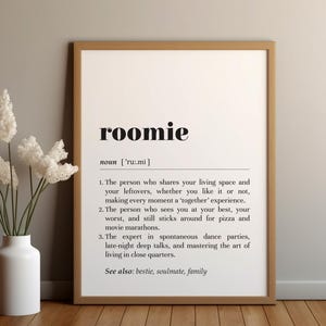 Roommate Definition Art Print: Minimalist Dorm Decor / Gift for ...