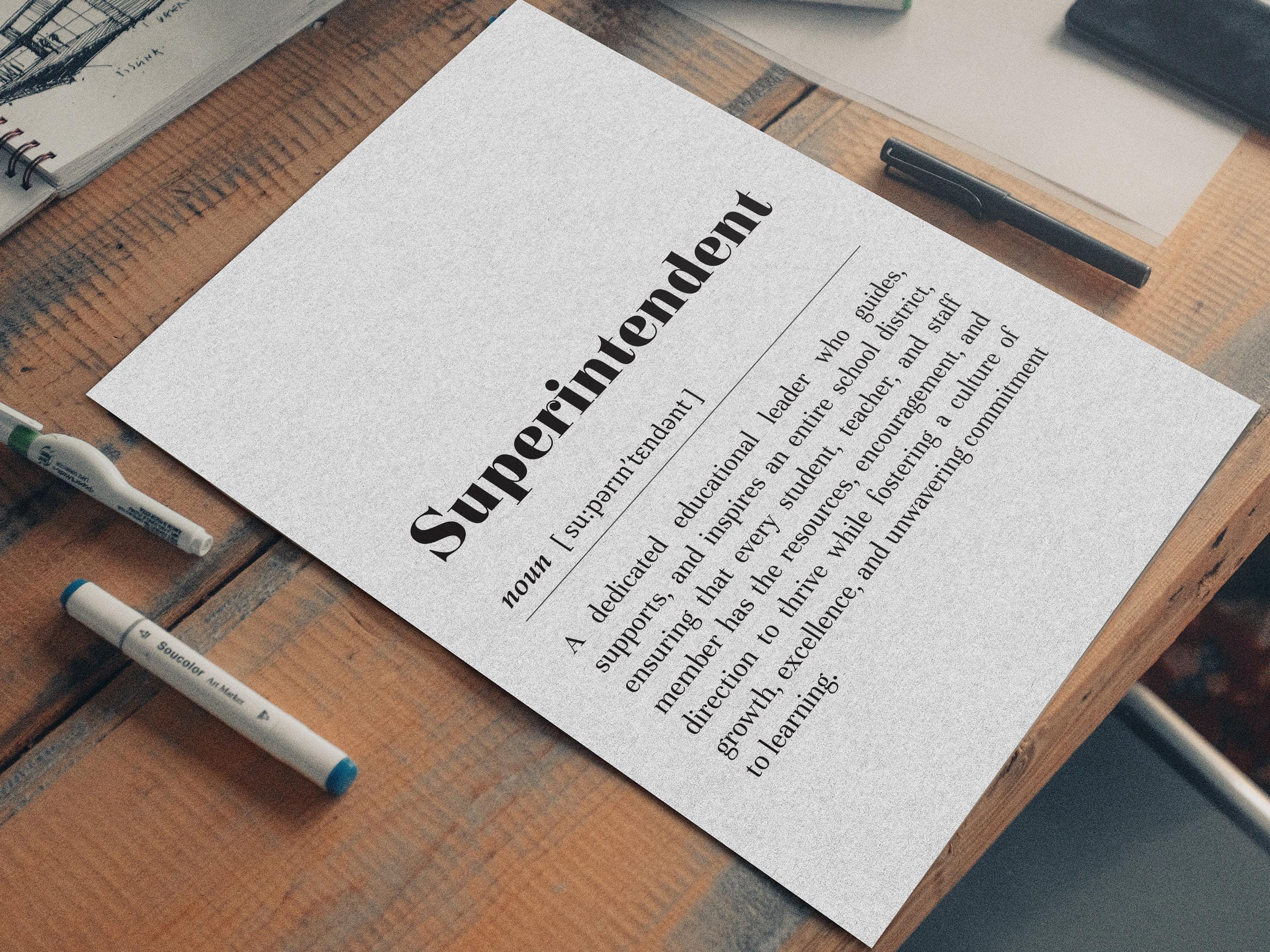 Superintendent Definition Print: Educational Leader Gift / School ...