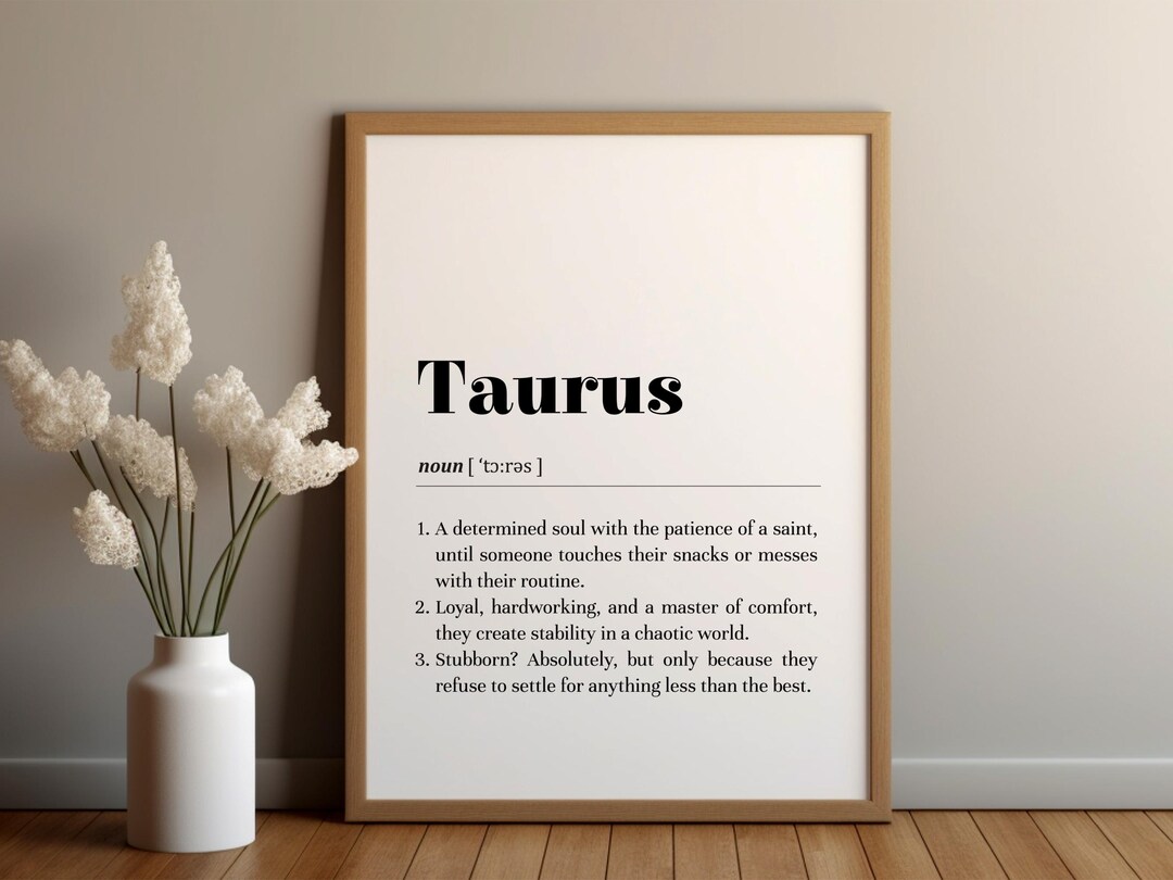 Taurus Definition Poster Print/instant Download/taurus Zodiac Sign Gift ...