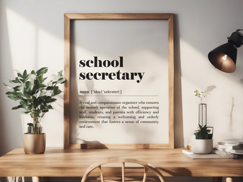 School Secretary Definition Print: Minimalist Typography Poster ...