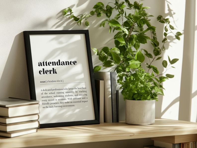 Attendance Clerk Definition Print: School Office Decor / Staff ...