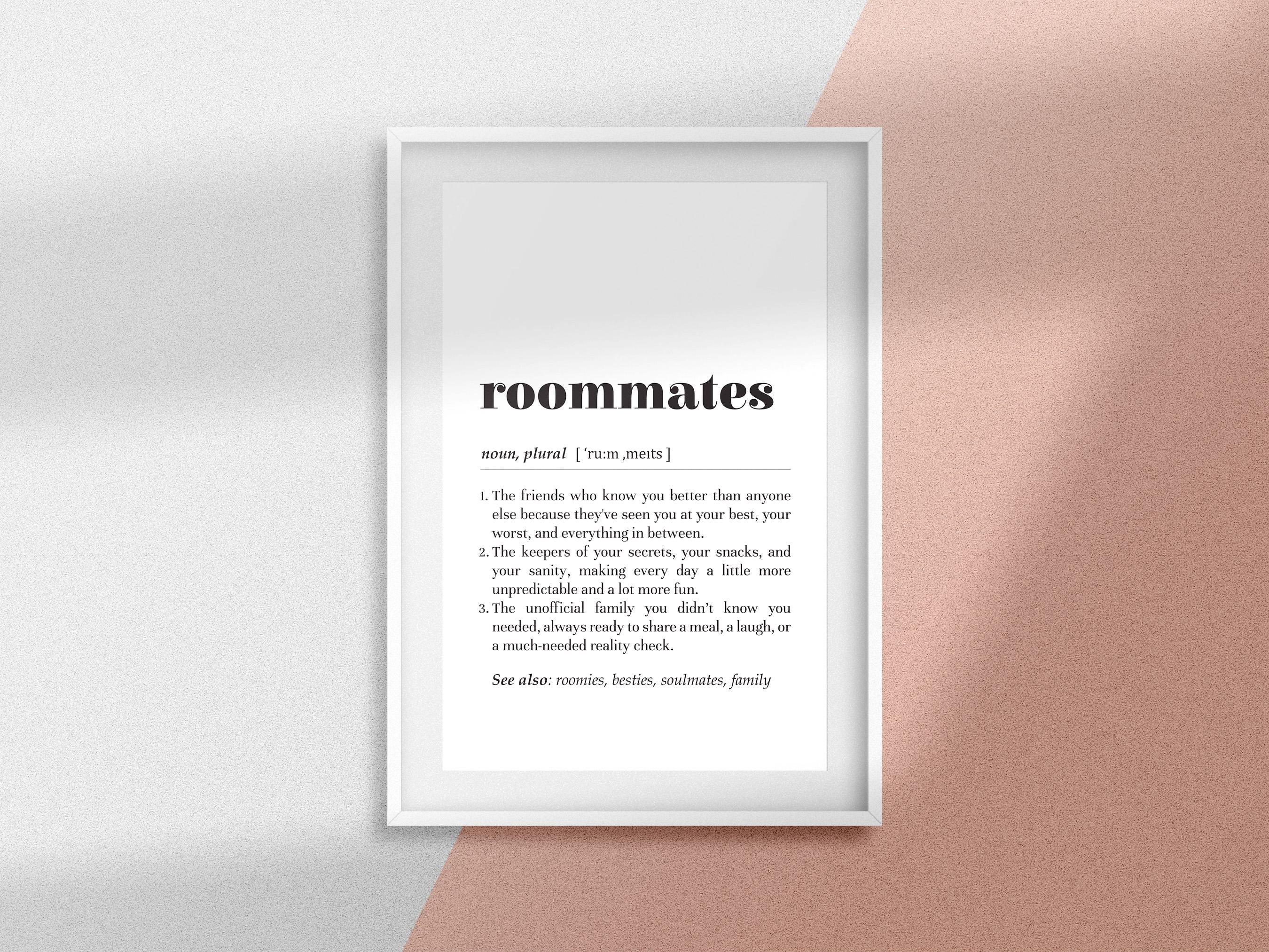 Roommate Definition Print: Minimalist Dorm Decor / Gift for Roommate ...