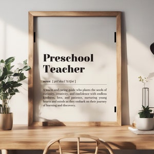 Preschool Teacher Definition Print/instant Download/pre-k Teacher Gift ...