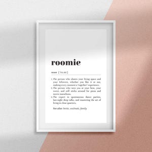 Roommate Definition Art Print: Minimalist Dorm Decor / Gift for ...