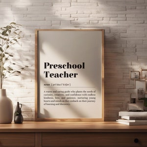Preschool Teacher Definition Print/instant Download/pre-k Teacher Gift ...