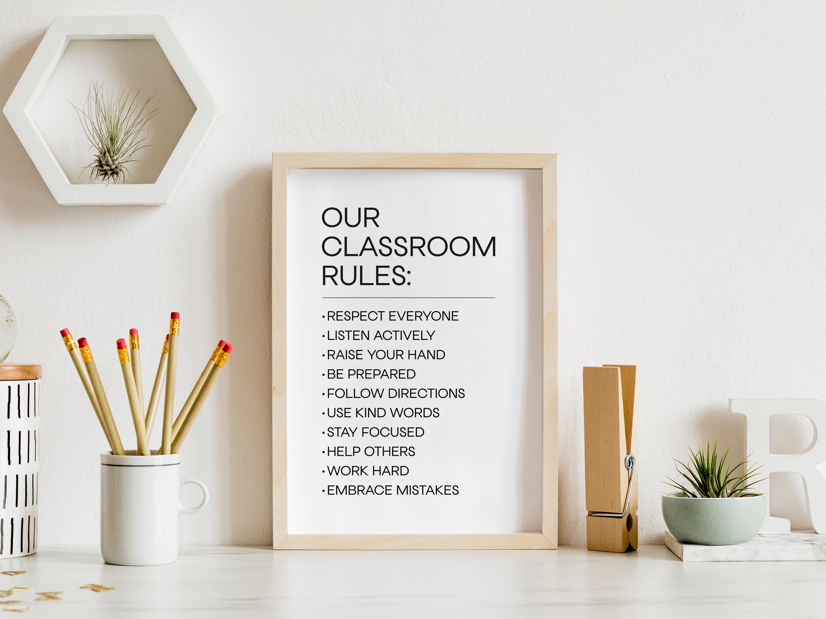 Classroom Rules Poster: Minimalist Typography Print (digital Download ...