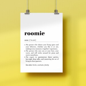 Roommate Definition Art Print: Minimalist Dorm Decor / Gift for ...