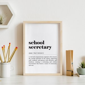 School Secretary Definition Print: Minimalist Typography Poster ...
