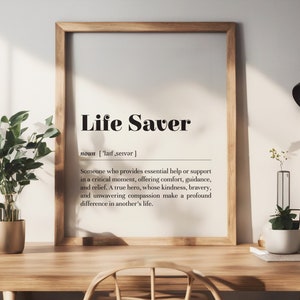 Life Saver Definition Poster Print/instant Download/thank You Gift ...