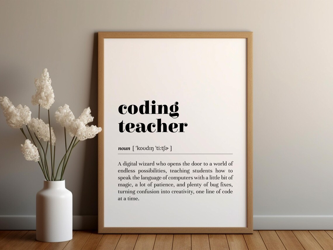 Coding Teacher Definition Print: Minimalist School Classroom Decor ...