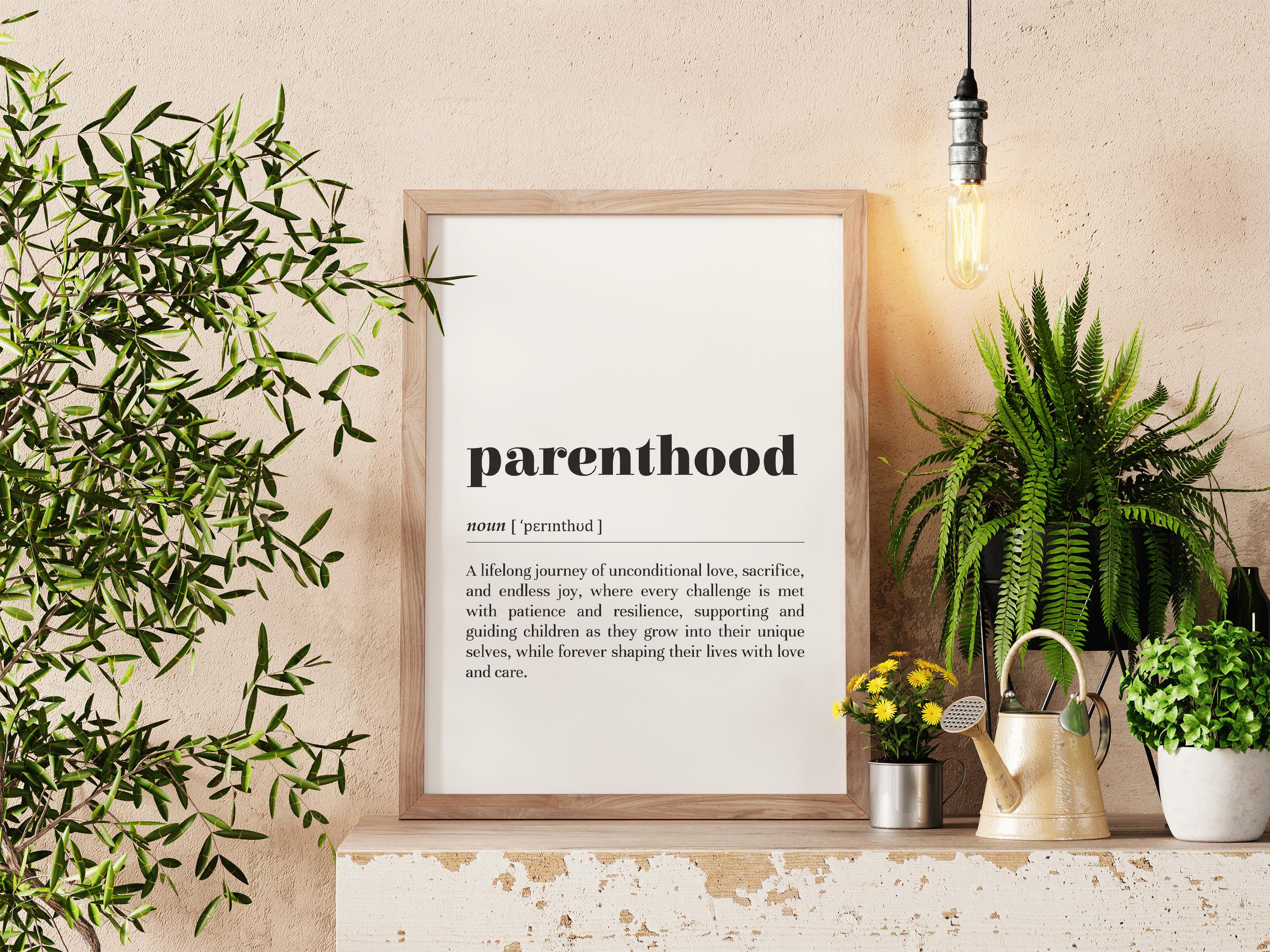Parenthood Definition Print: Minimalist Typography Poster / Heartfelt ...