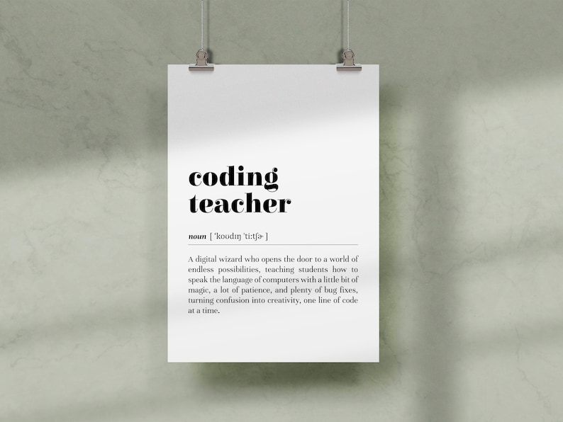 Coding Teacher Definition Print: Minimalist School Classroom Decor ...