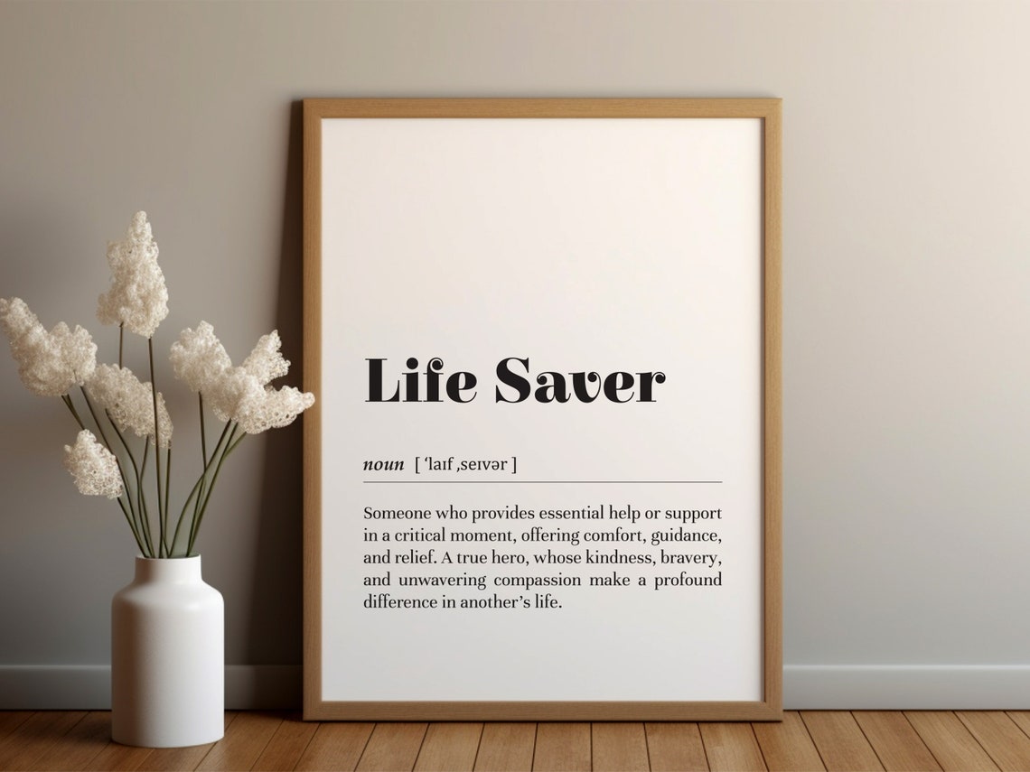 Life Saver Definition Poster Print/instant Download/thank You Gift ...