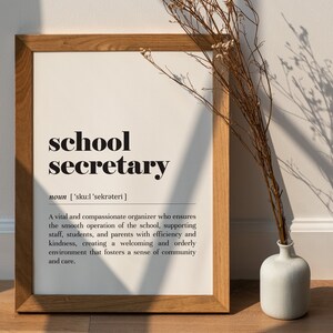 School Secretary Definition Print: Minimalist Typography Poster ...