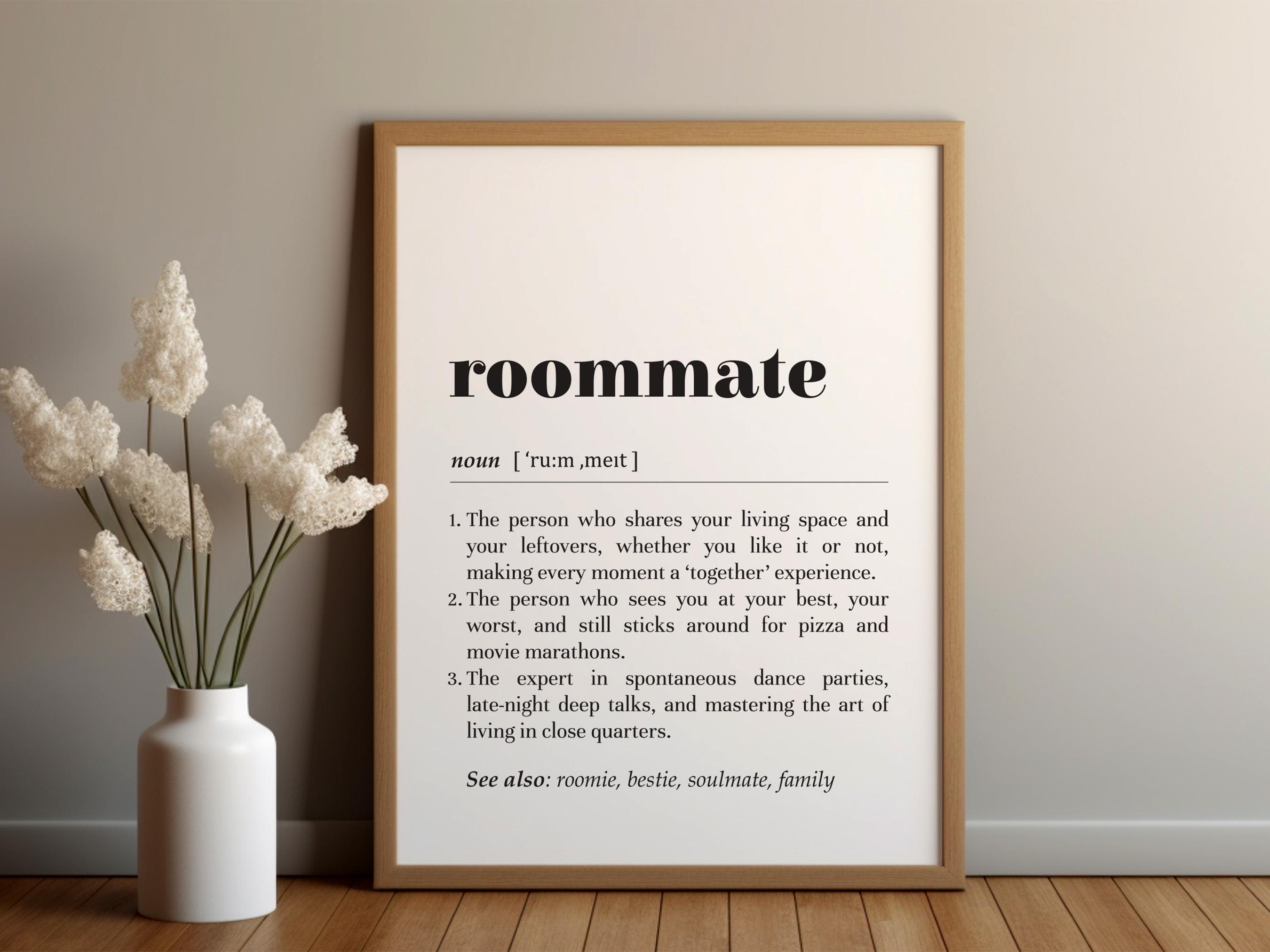 Roommate Definition Print: Minimalist Dorm Wall Art (digital Download ...