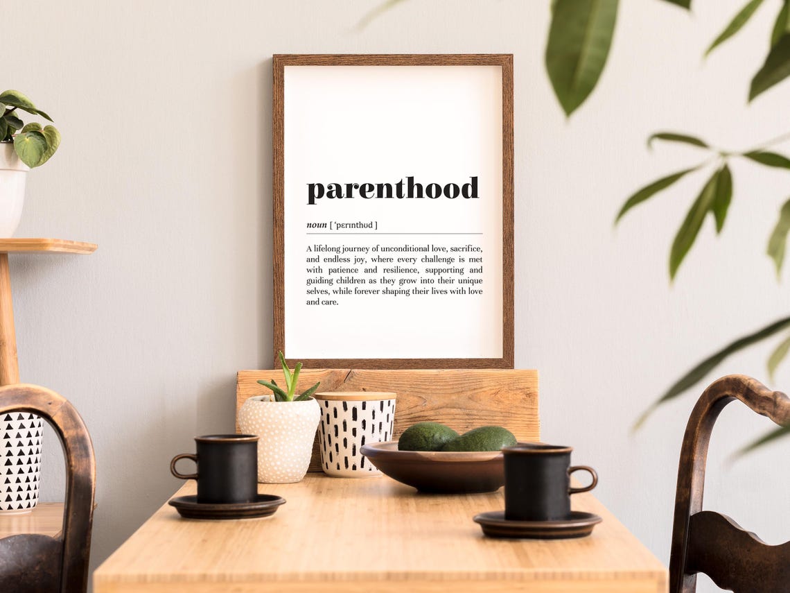 Parenthood Definition Print: Minimalist Typography Poster / Heartfelt ...