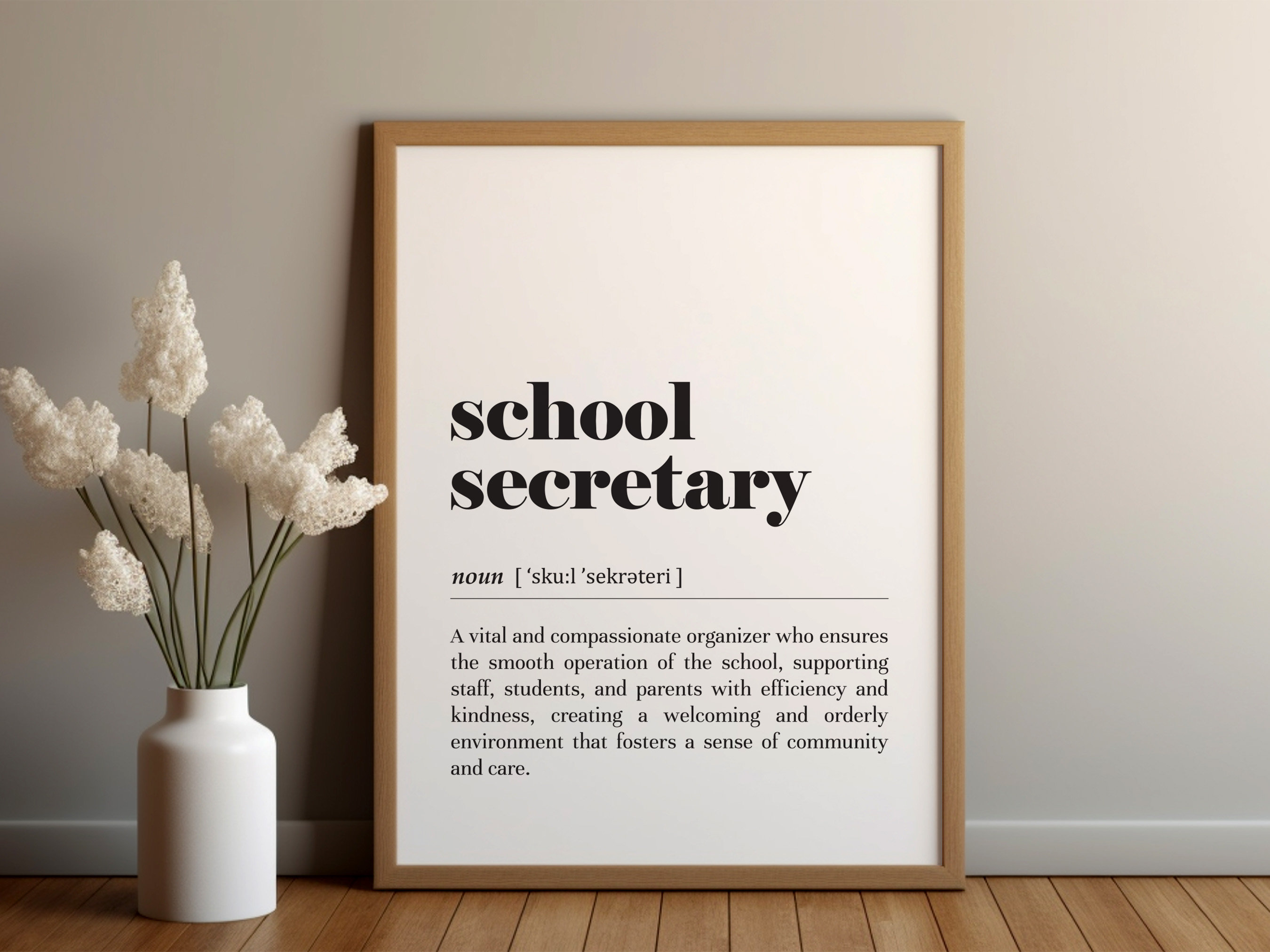 School Secretary Definition Print: Minimalist School Office Typography ...